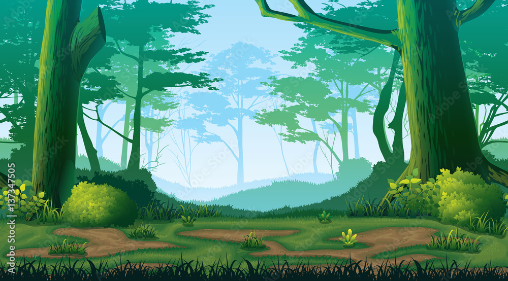 Seamless background with forest Stock Vector | Adobe Stock