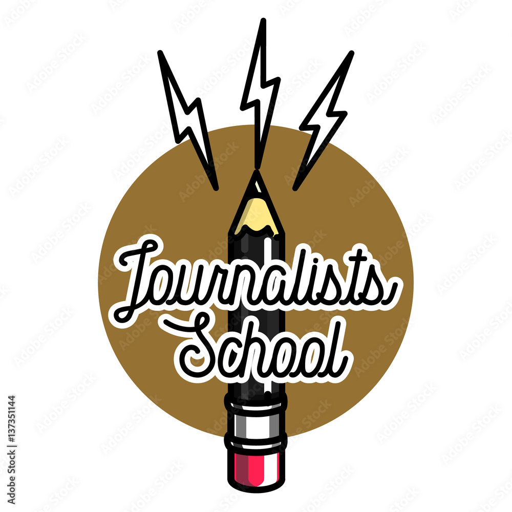 Color vintage journalists school emblem Stock Vector | Adobe Stock