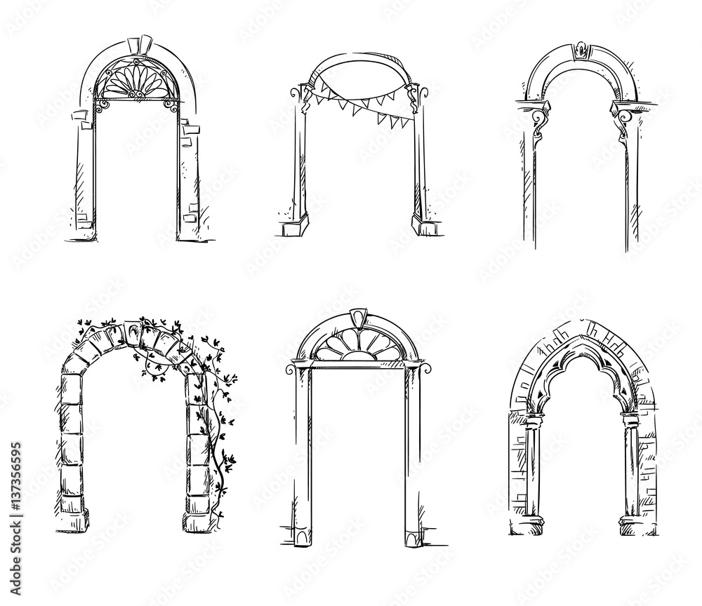 Set of arches. Architectural detail. Vector illustration Stock Vector ...