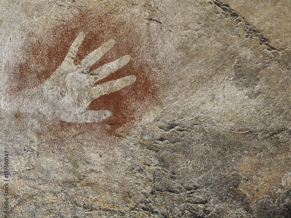 Hand painting stencil in the style of prehistoric cave art Stock Photo ...