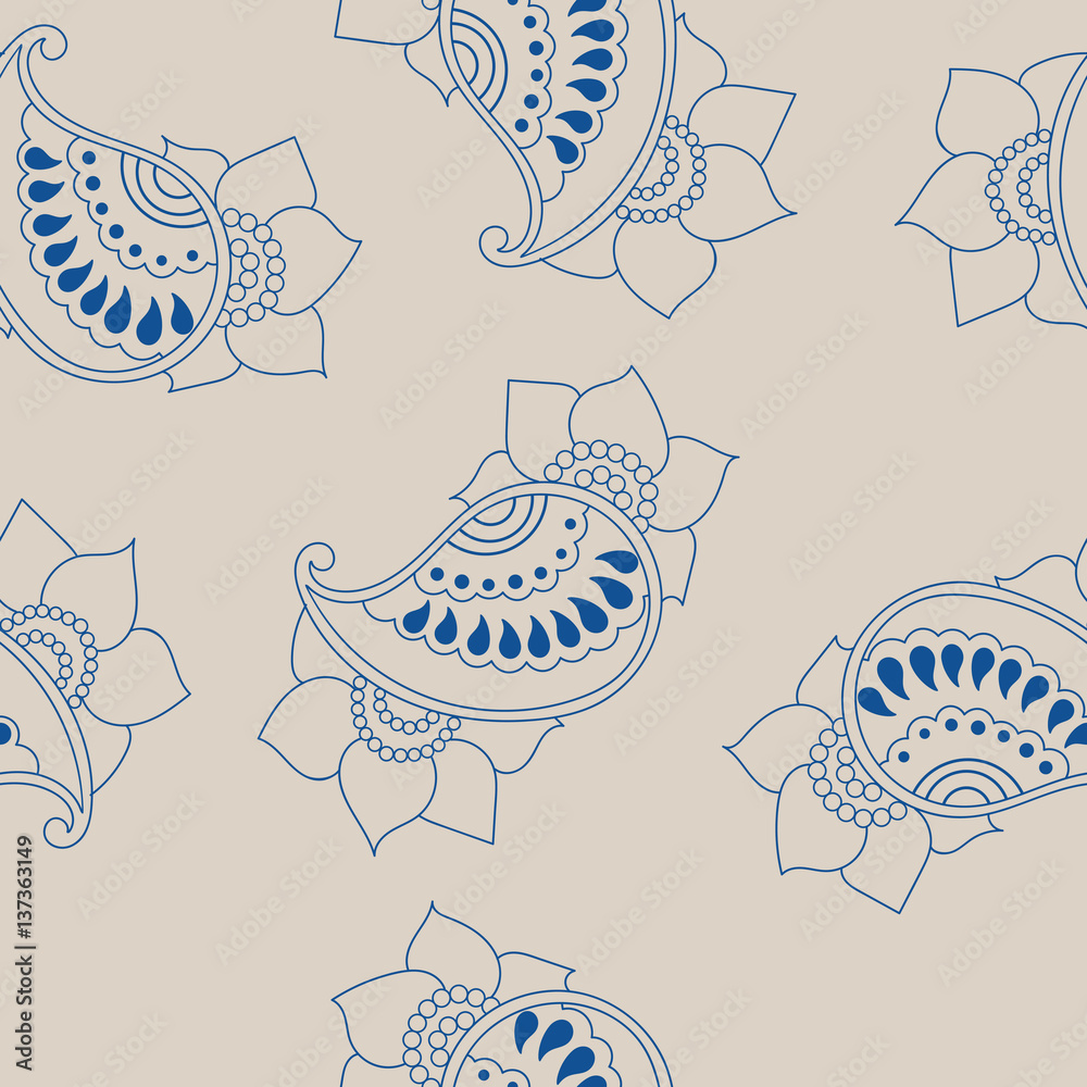 Vector seamless pattern with indian elements. Elements are hidden under ...