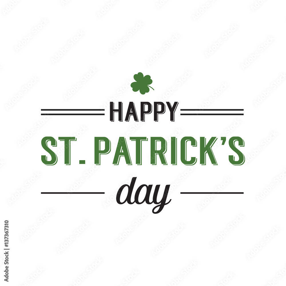 Happy St. Patricks Day Green Lettering Stock Vector | Adobe Stock