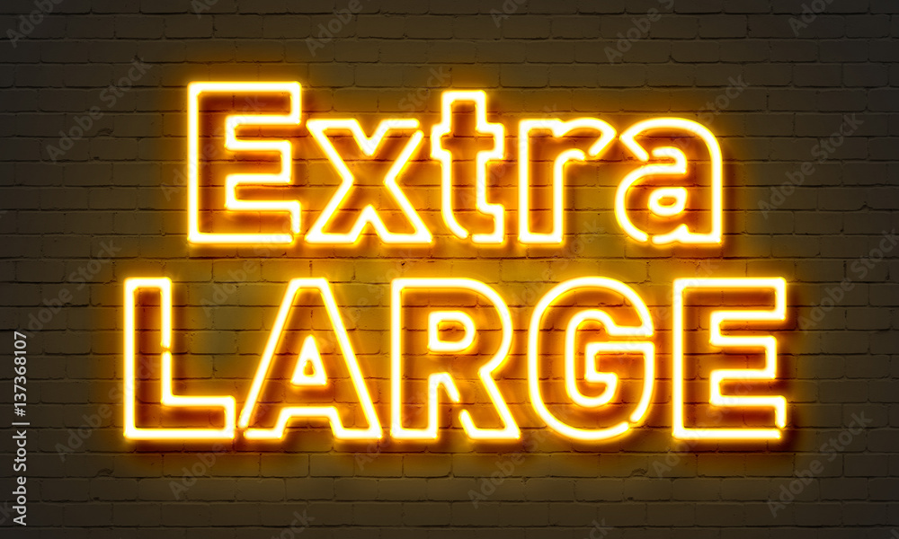 Extra large neon sign on brick wall background. Stock Illustration ...