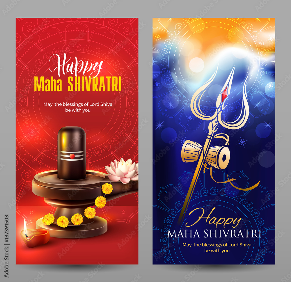 Vertical banners for Maha Shivratri, a Hindu festival celebrated of ...