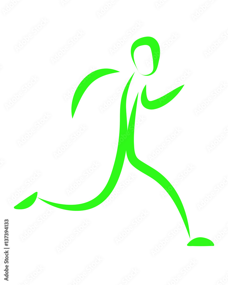 corridore sagoma verde stilizzata vettoriale Stock Vector | Adobe Stock