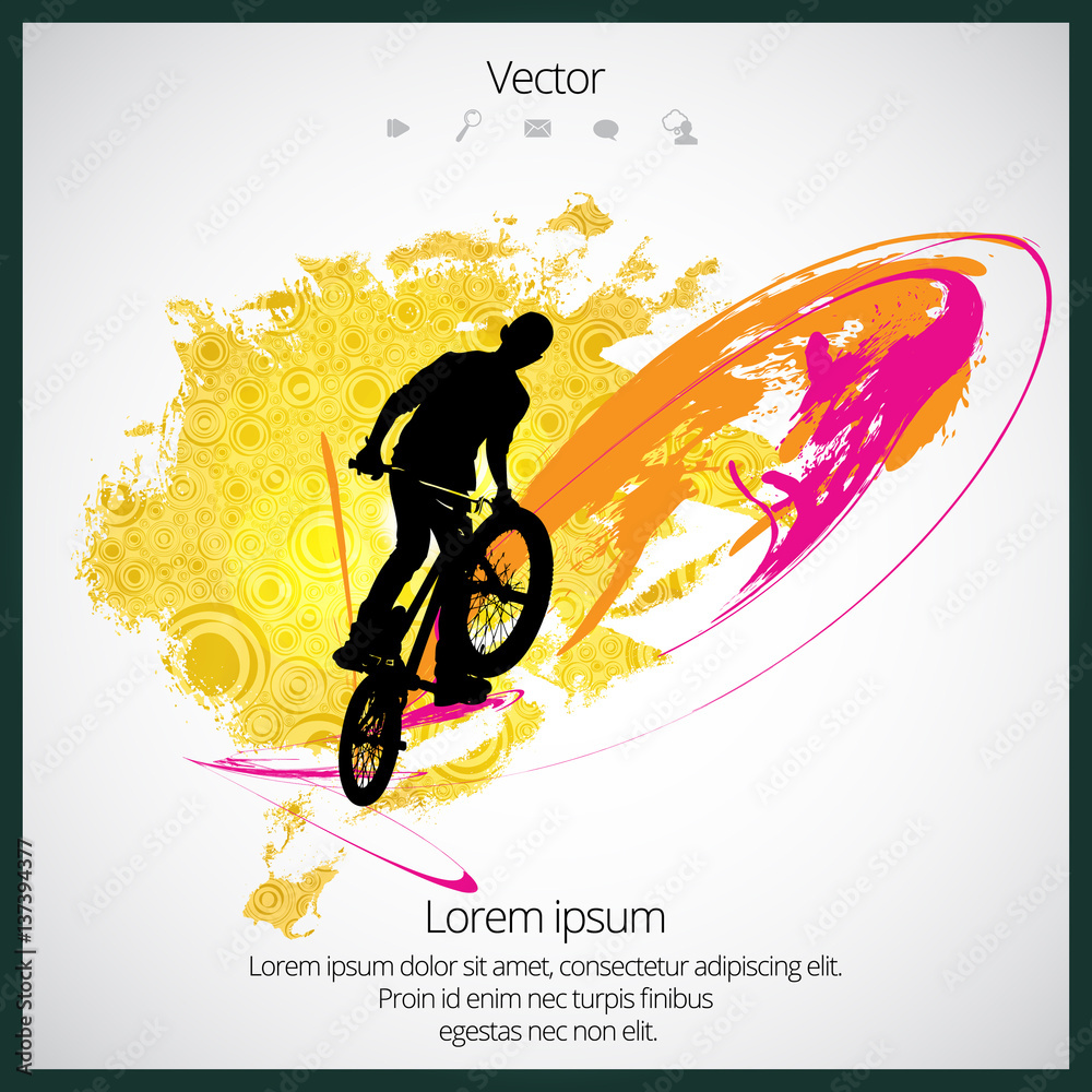 BMX rider with abstract background Stock Vector | Adobe Stock