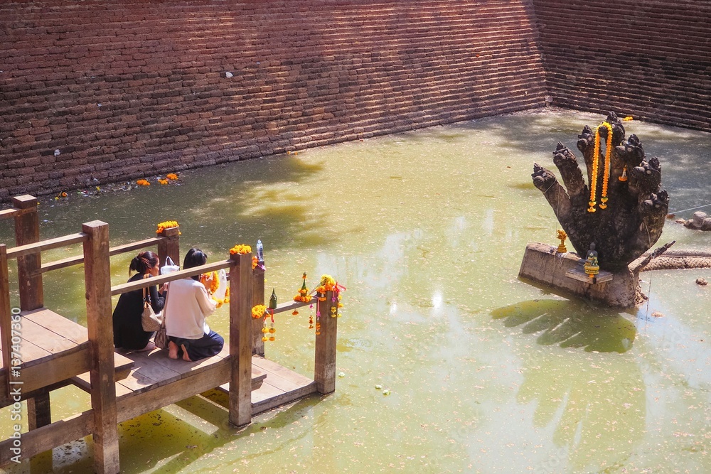 Buddhist Prayers Worshipping the Naga God at the Naga Pond Stock Photo ...