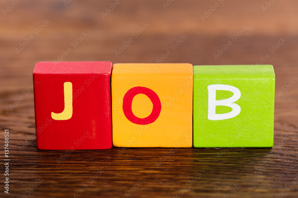 Job Word Made With Building Blocks foto de Stock | Adobe Stock