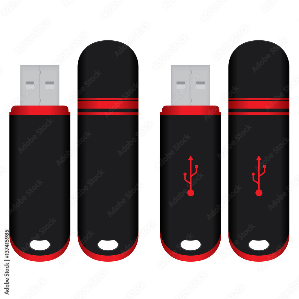 Flash Drive Black template Memory isolated on white background. Stock ...