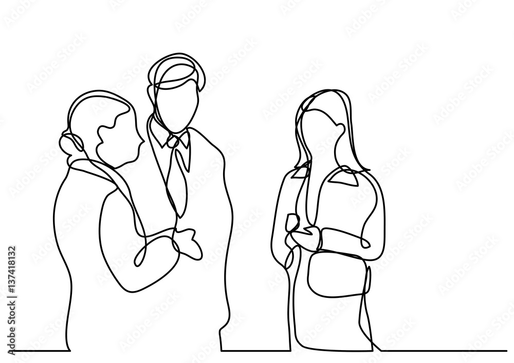 continuous line drawing of business people talking Stock Vector | Adobe ...