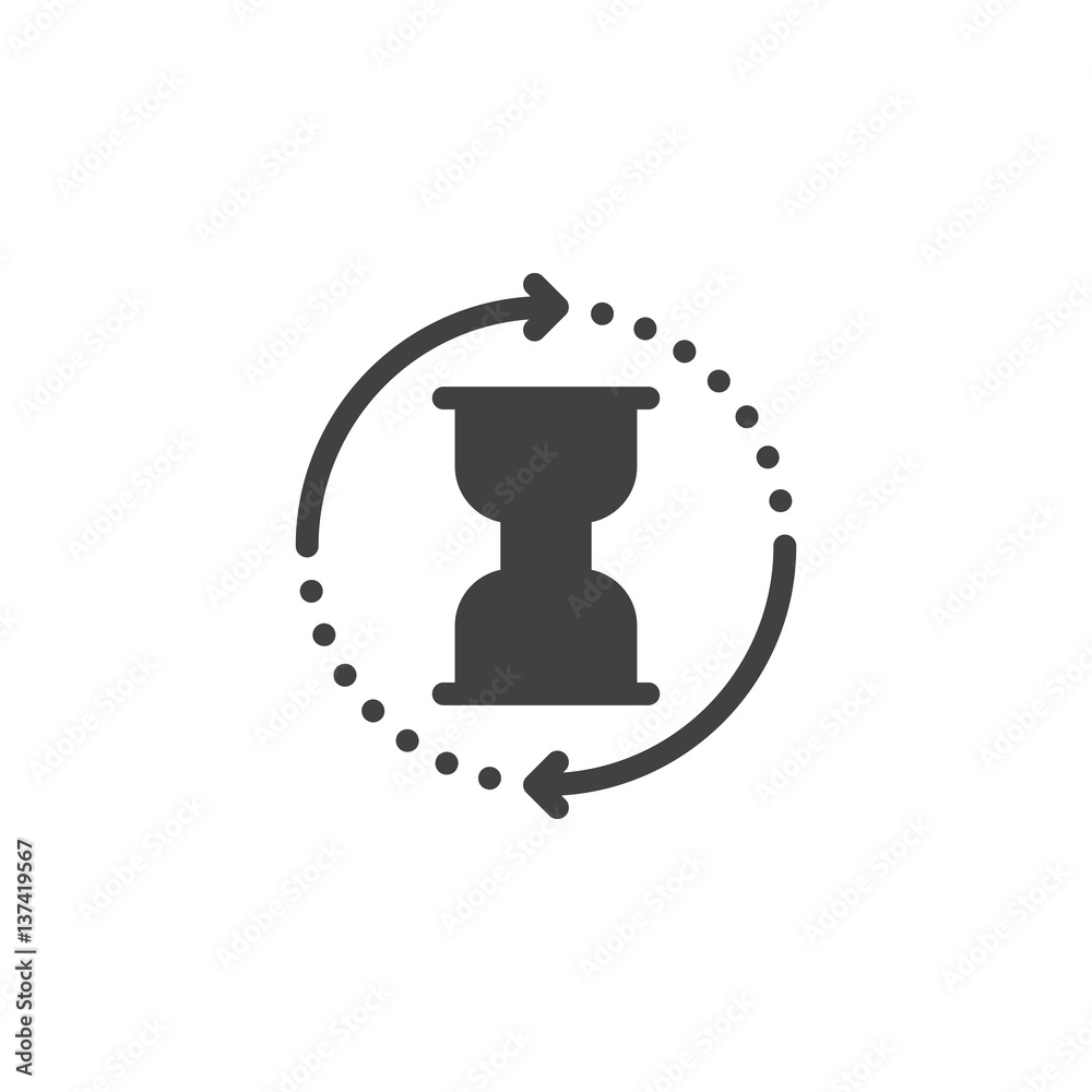 Hourglass with arrows around icon vector, filled flat sign, solid ...