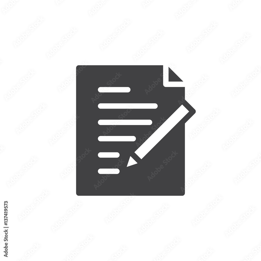 Form, Edit document icon vector, filled flat sign, solid pictogram isolated on white. Symbol ...