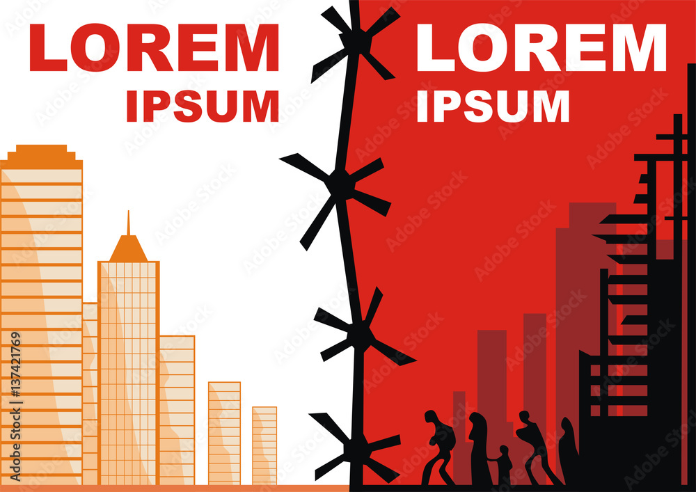 The propaganda poster about refugees and illegal migrants. Vector ...