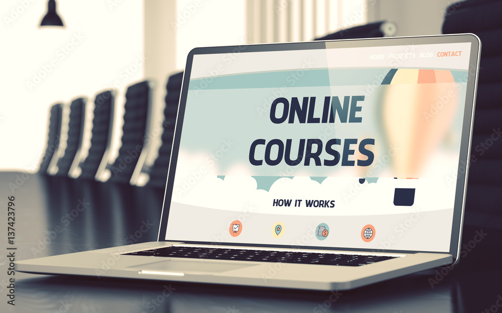 Online Courses Concept on Laptop Screen. 3D. Stock Illustration | Adobe ...