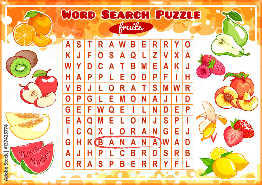 Educational game for kids. Word search puzzle. Stock Vector | Adobe Stock