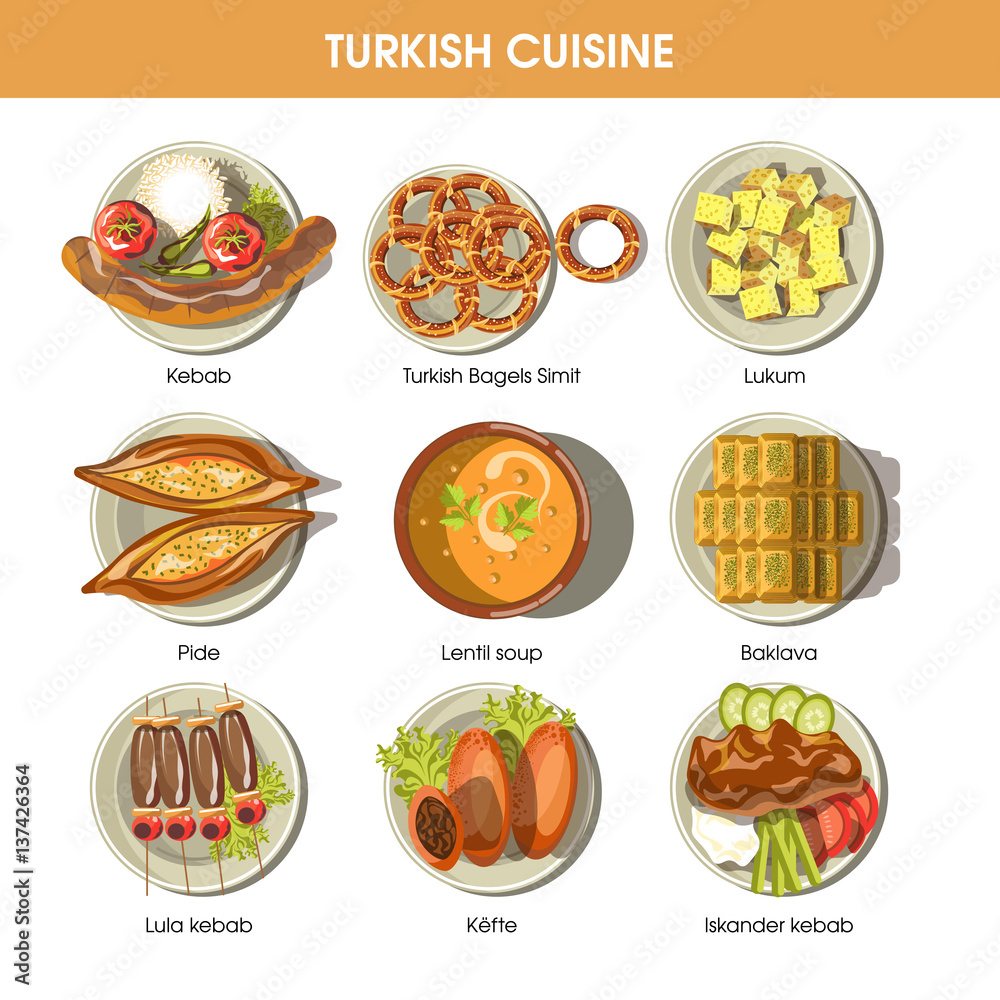 Turkish food cuisine vector icons for restaurant menu Stock Vector ...