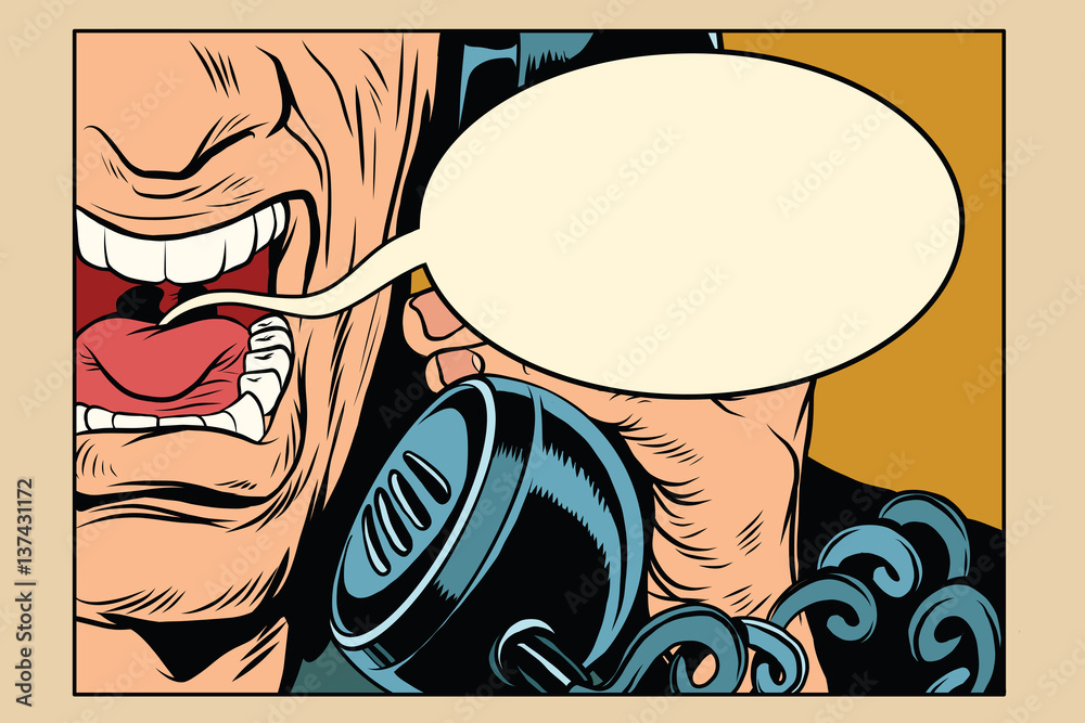 Angry man talking on the phone, comic cloud Stock Vector | Adobe Stock