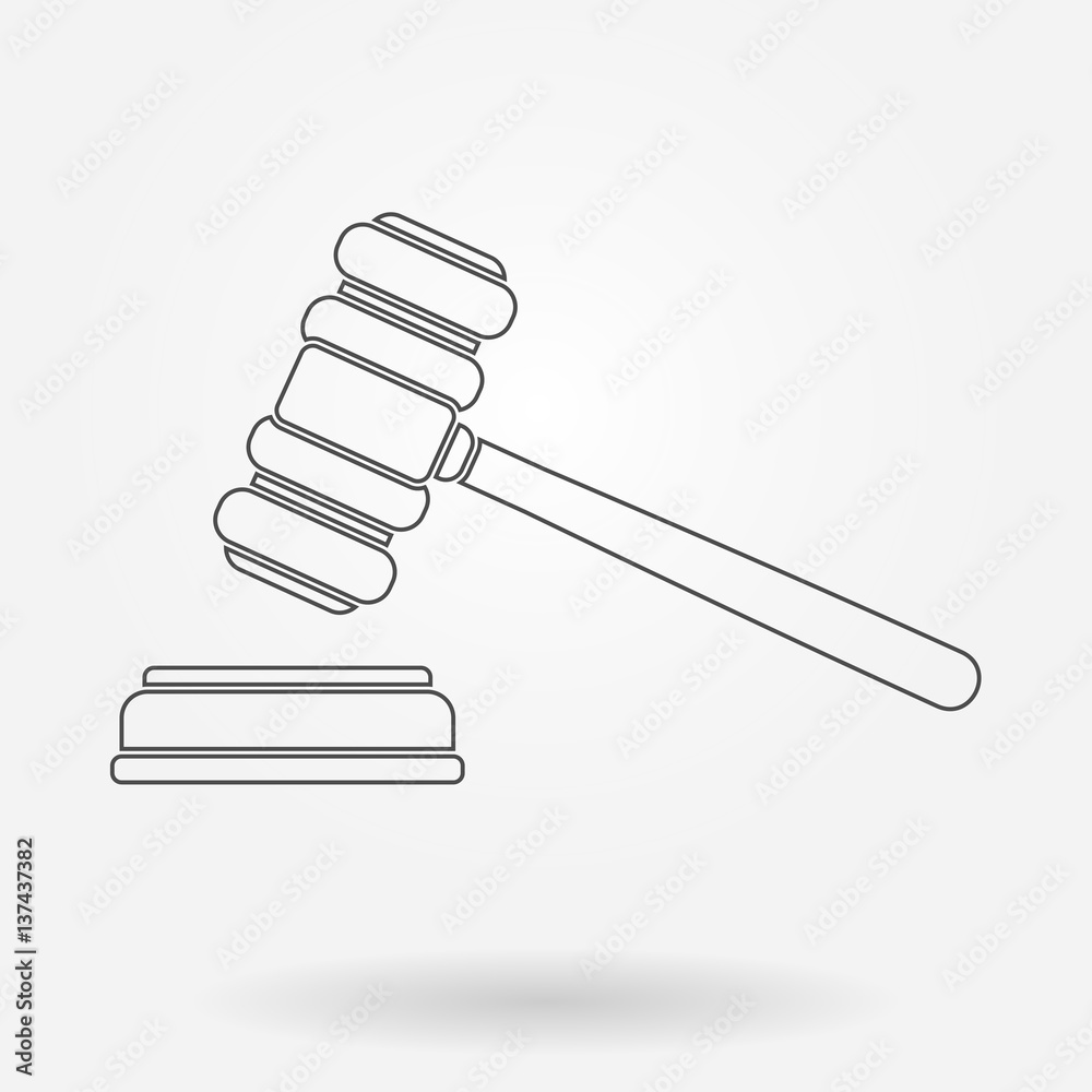 Judge gavel outline icon Stock Vector | Adobe Stock