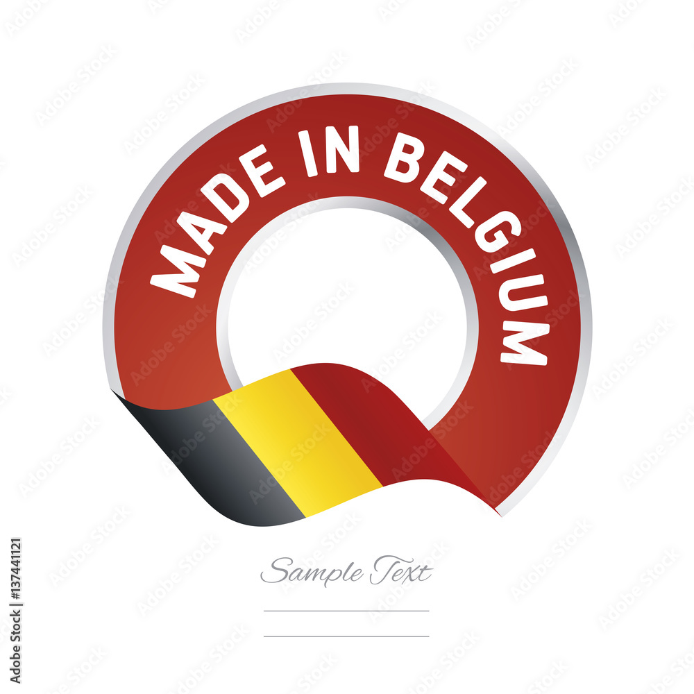 Made in Belgium flag red color label button logo icon banner Stock ...