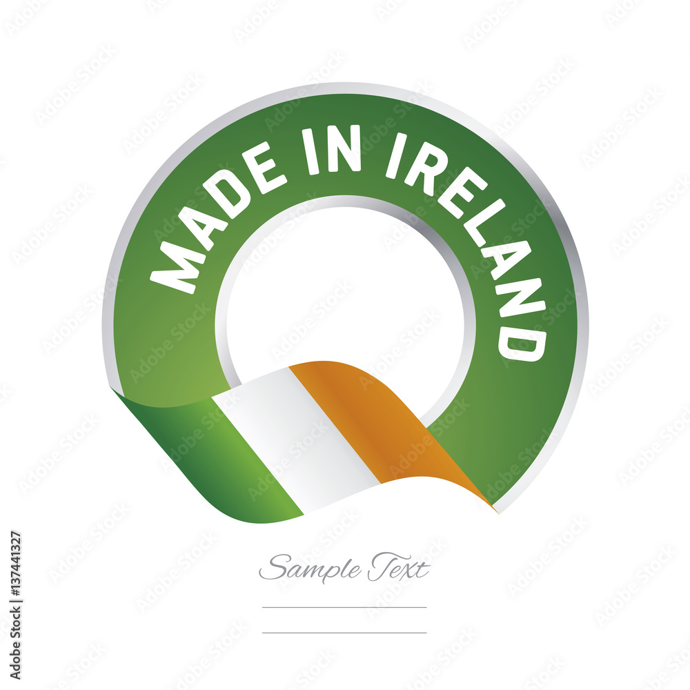 Made in Ireland flag green color label button logo icon banner Stock ...