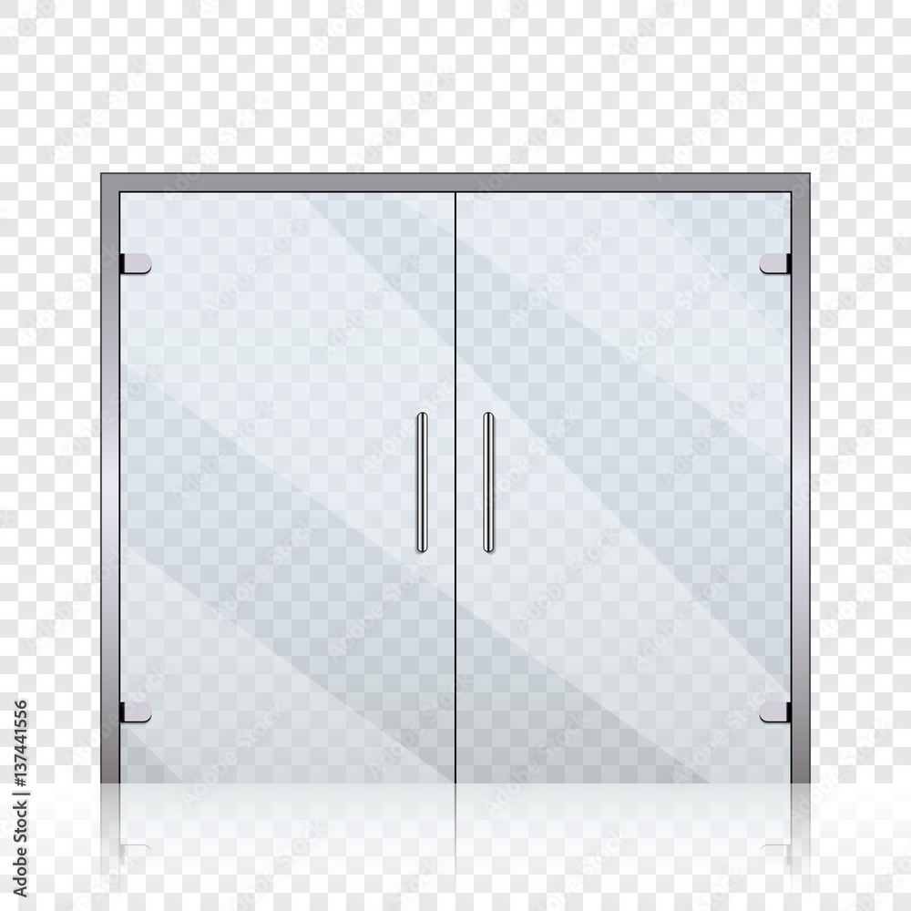 Vector transparent glass doors on transparent background Stock Vector ...