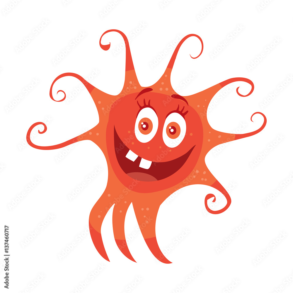 Red Bacteria Cartoon Vector Character Icon Stock Vector | Adobe Stock