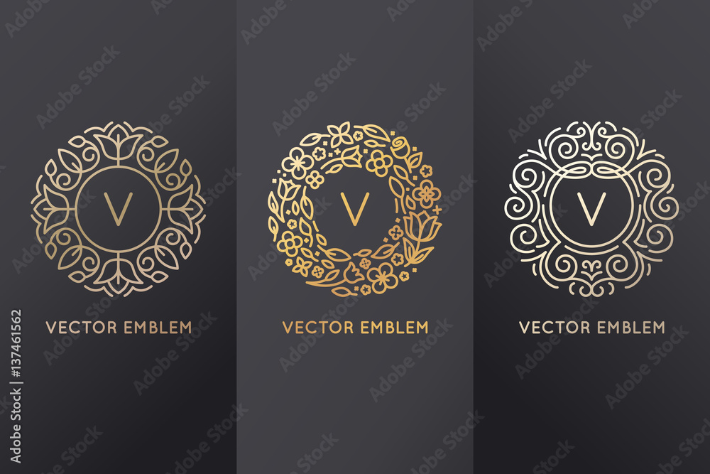 Vector set of logo design templates and monogram frames Stock Vector ...