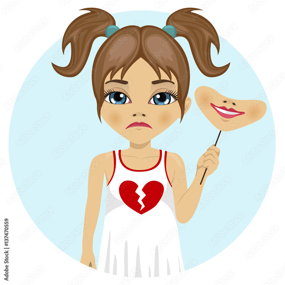 Sad Girl With Heart On Hand
