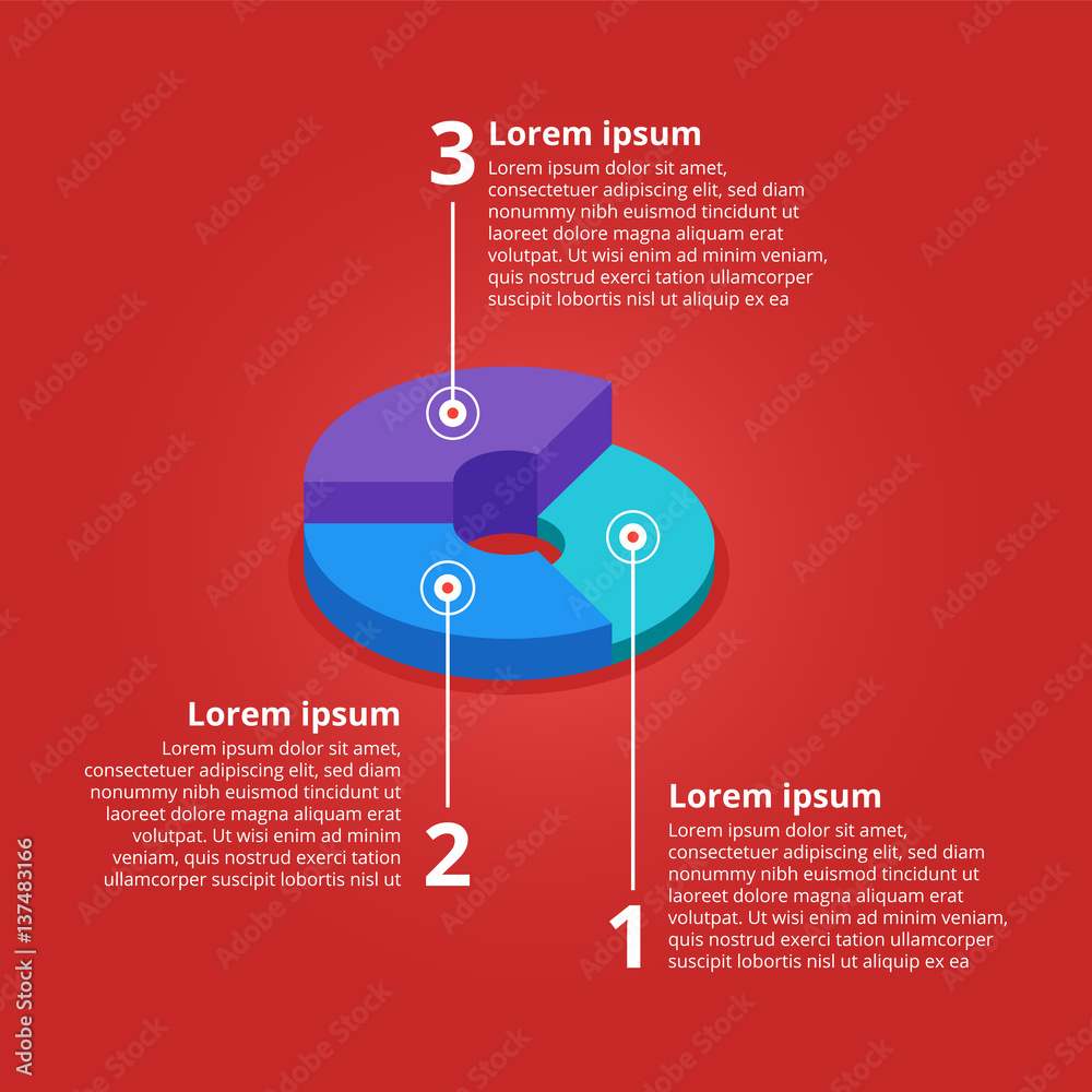 Pie chart on isolated background. Isometric pie charts different ...