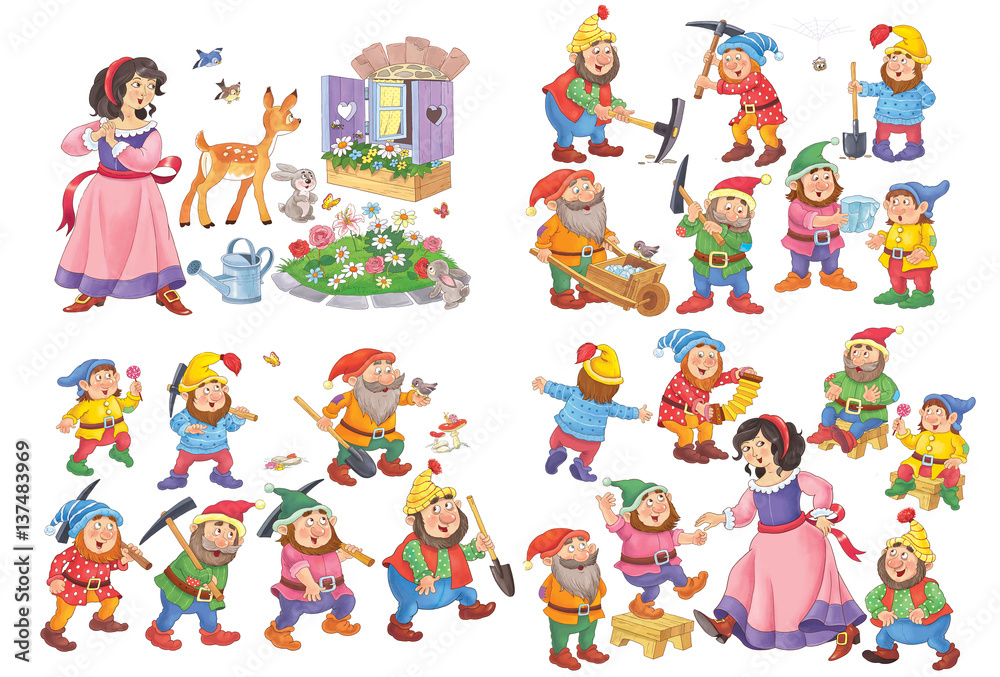 Snow White and the seven dwarfs. Fairy tale. Educational book ...