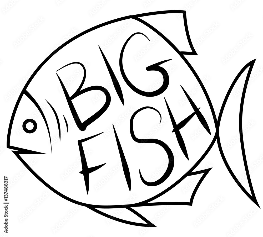 Big fish background for text. Fish frame. Vector illustration. Stock ...