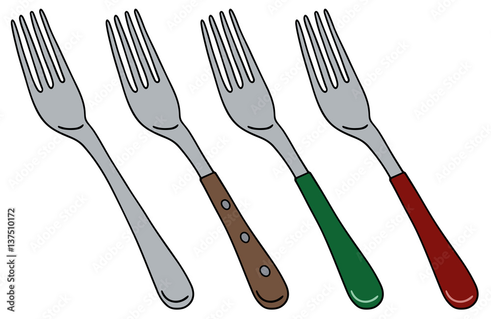 Hand drawing of color forks Stock Vector | Adobe Stock