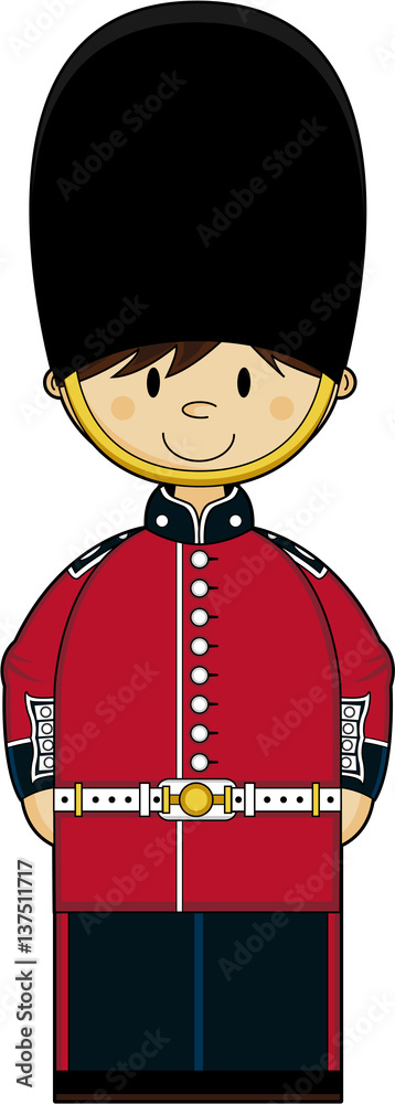 Cute Cartoon British Royal Guard Stock Vector | Adobe Stock