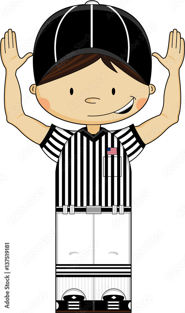 Cute Cartoon American Football Referee Stock Vector | Adobe Stock