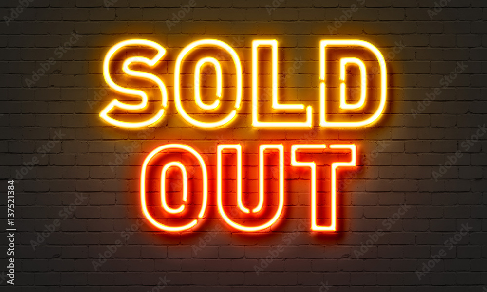 Sold out neon sign on brick wall background. Stock Illustration | Adobe ...
