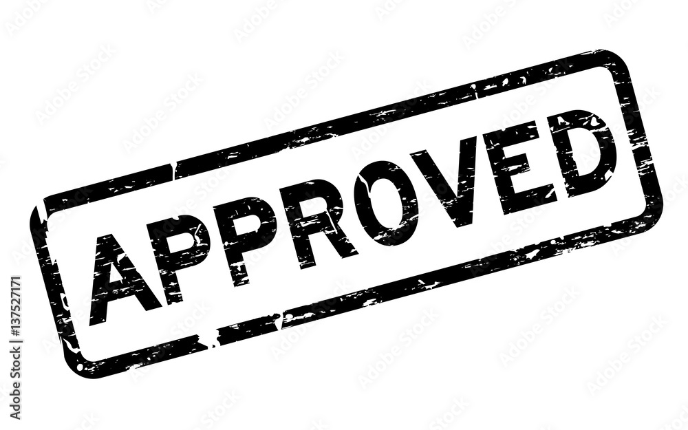 Grunge black approved square rubber seal stamp on white background ...