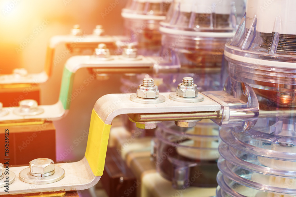 Aluminum bus bars, bolting the live parts Stock Photo | Adobe Stock