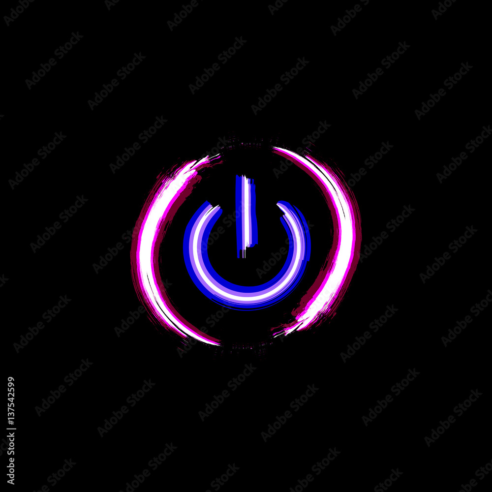 ON and OFF neon button, isolated on black background. Light power sign ...