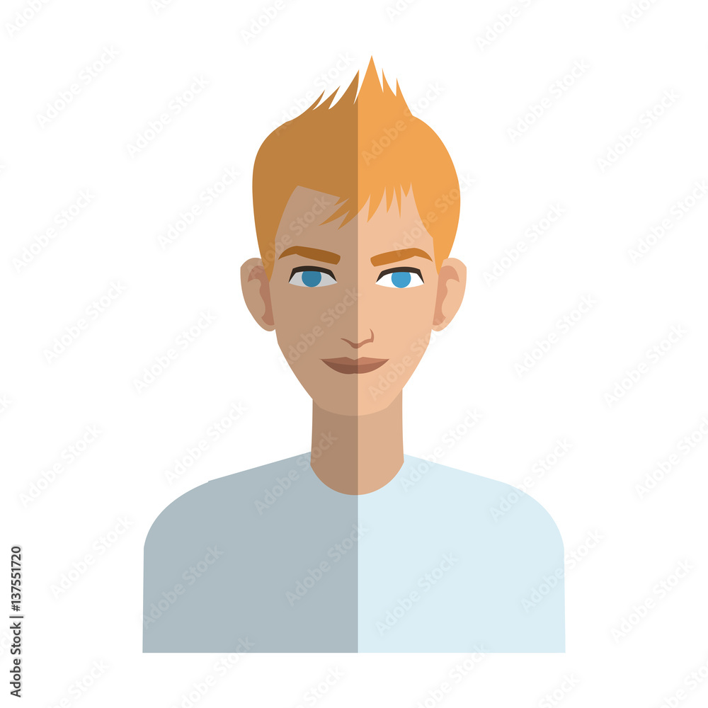 Happy Young Man Cartoon Icon Over White Background Vector Illustration