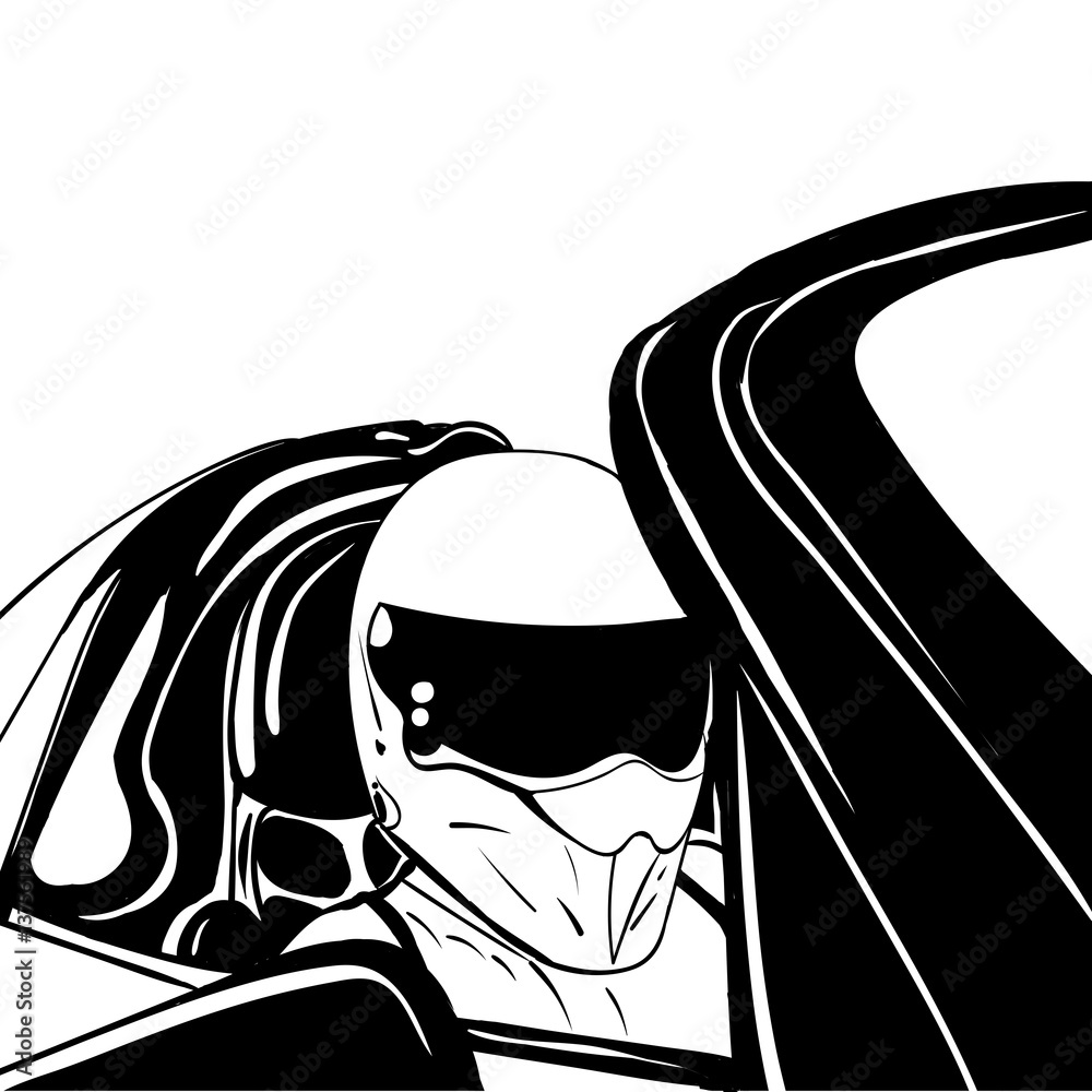 hand drawn racer in a helmet sketch Stock Vector | Adobe Stock