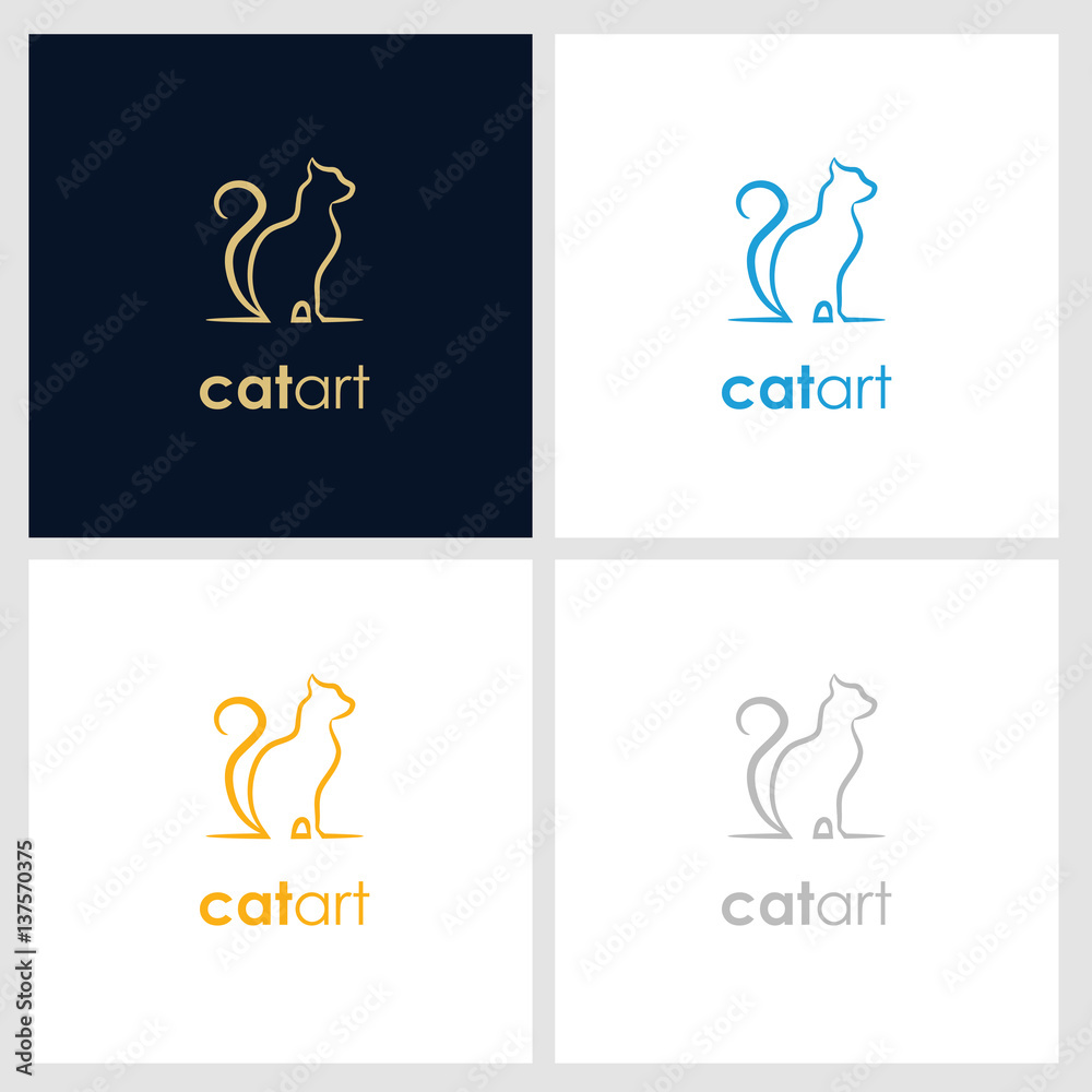 cat line company logo. pet shop logo with minimalist concept Stock ...
