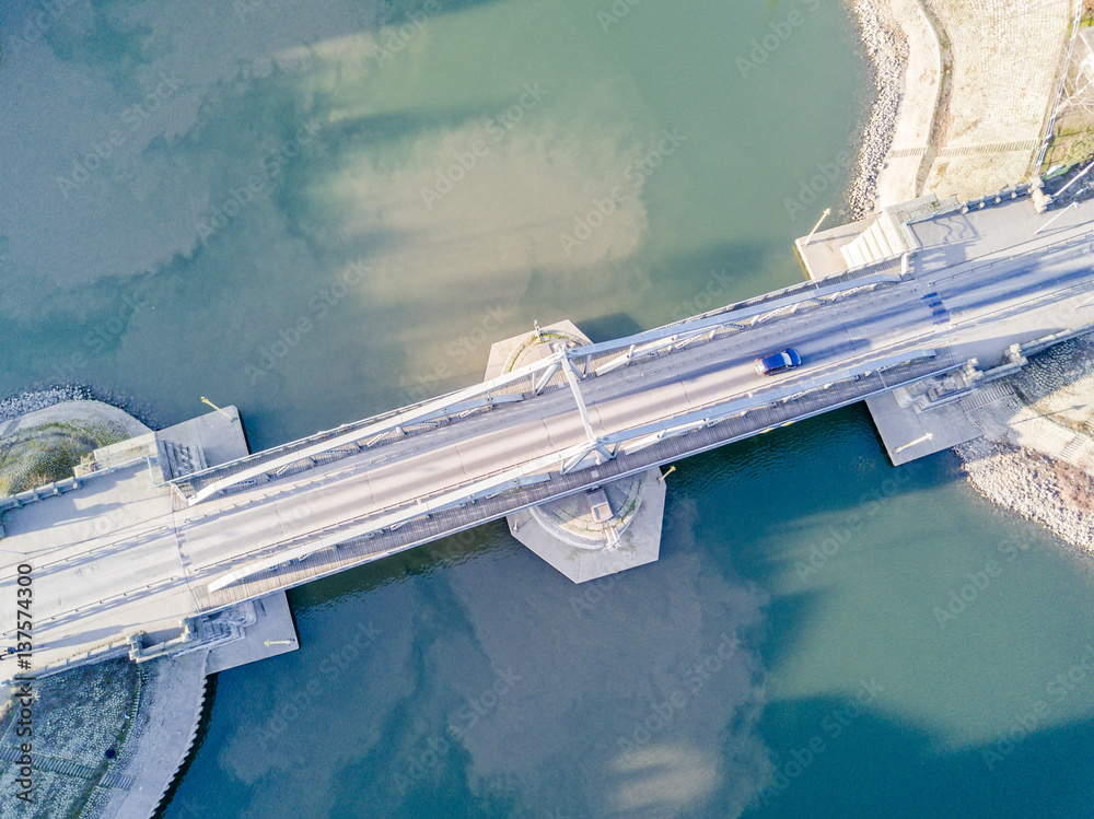 The historic draw bridge is connecting Linn with the Rhine harbour ...