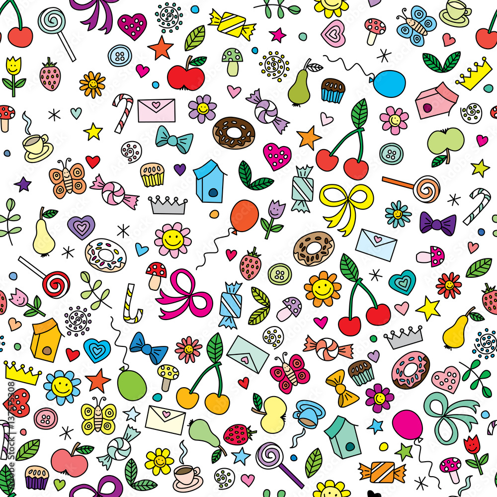 Seamless illustrated pattern Stock Vector | Adobe Stock