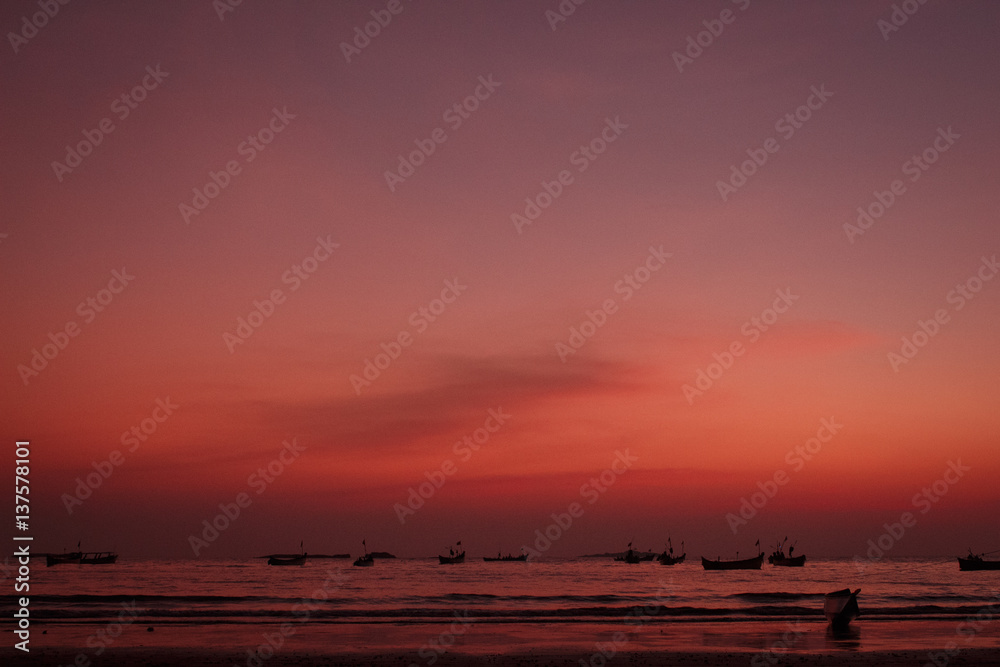 Beautiful Sunset at Murudeshwar Beach Stock Photo | Adobe Stock