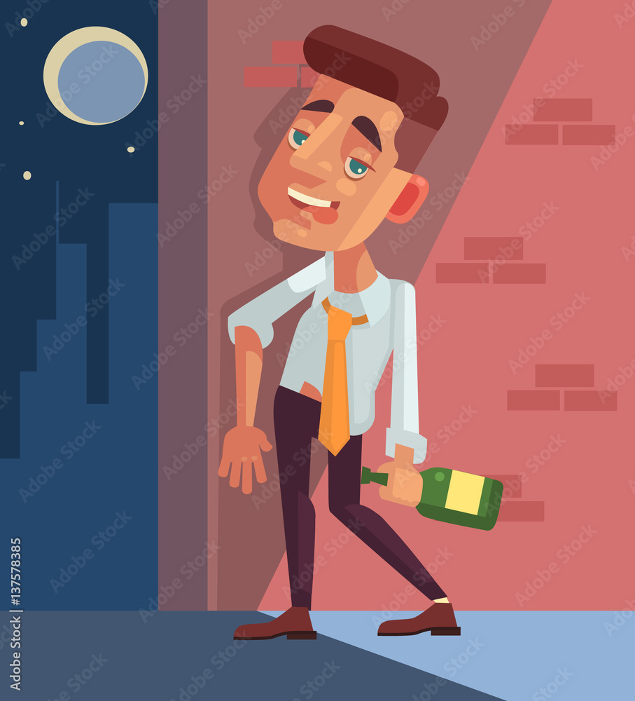 Drunk office worker businessman character. Vector flat cartoon ...
