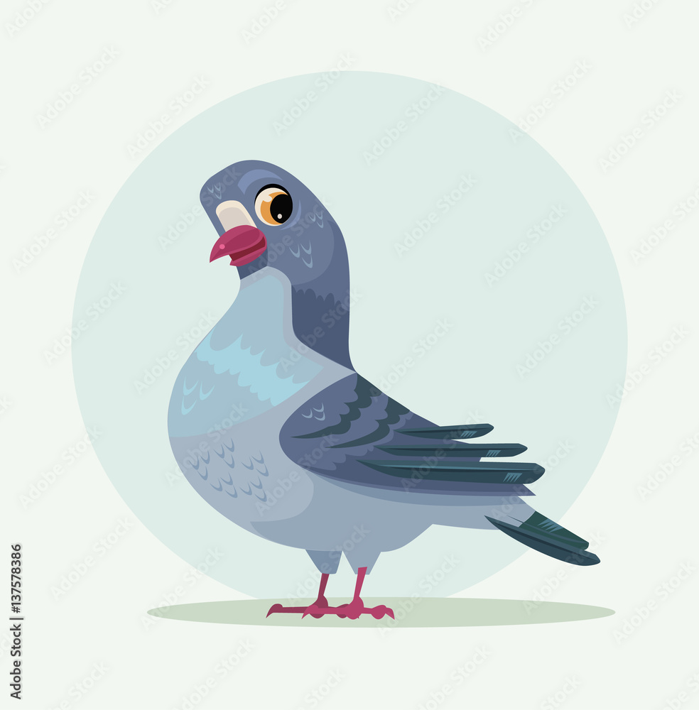 Cute urban gray blue dove character. Vector flat cartoon illustration ...