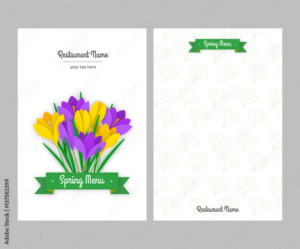 Restaurant spring double sided menu card design business templates ...