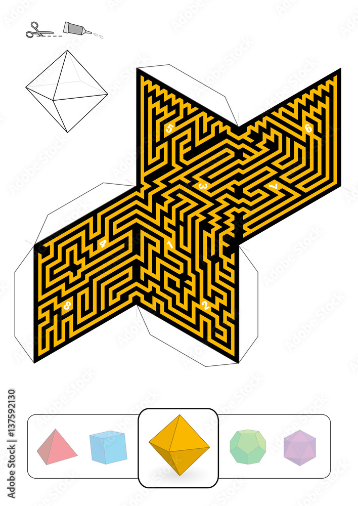 OCTAHEDRON MAZE - template of one of five platonic solid labyrinths ...