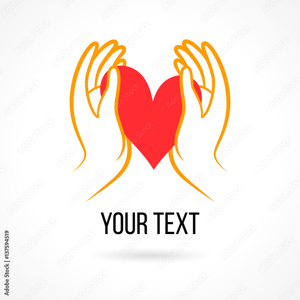 Logo with hands and heart Stock Vector | Adobe Stock