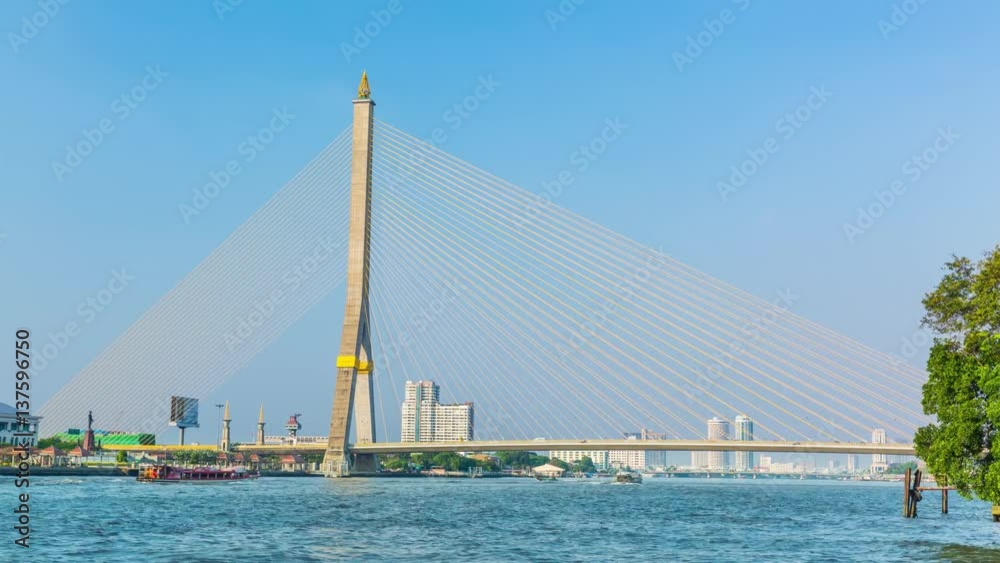 4K Timelapse Rama VII Bridge, Bangkok Thailand. Cityscape, The popular ...